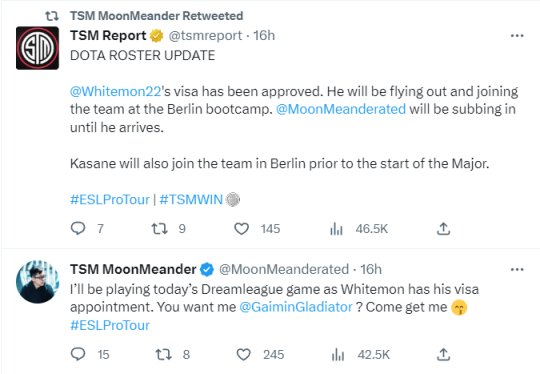 教练正在热身！TSM宣布MoonMeander替补Whitemon完成梦幻联赛_5EPlay - 5EPlay赛凡网