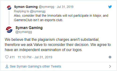 队标涉嫌抄袭 Valve施压警告Syman更换Logo_5EPlay - 5EPlay赛凡网