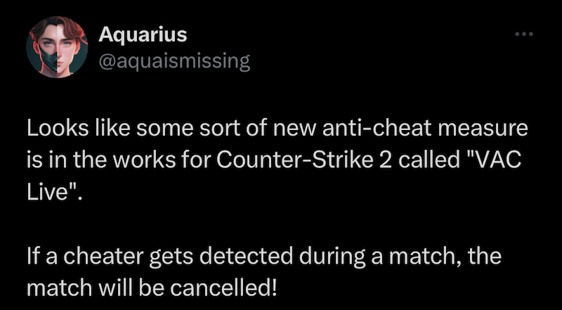 CS2将采用新反作弊系统VAC Live