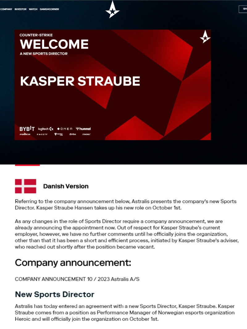 A队确定新体育总监人选：新掌舵人来自Heroic_5EPlay - 5EPlay赛凡网