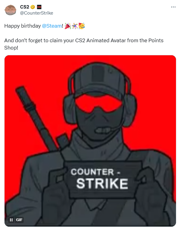 CS2官推庆祝Steam20周年生日 现可免费领专属头像_5EPlay - 5EPlay赛凡网