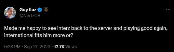 惺惺相惜！Nertz发推感叹interz重返赛场_5EPlay - 5EPlay赛凡网