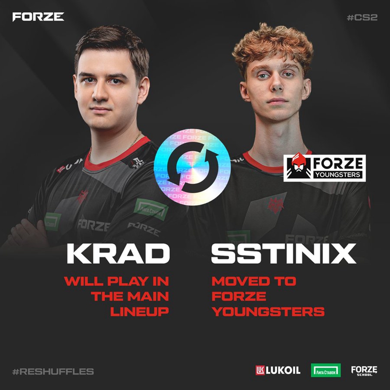 FORZE：Krad替换sstiNiX回归主力阵容