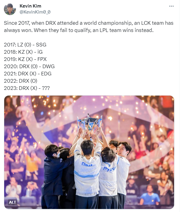韩媒总结新规律：LPL是否能夺冠，要看DRX进没进世界赛？_5EPlay - 5EPlay赛凡网
