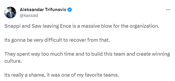 kassad：Snappi和sAw的离开对ENCE来说是一个巨大的打击_5EPlay - 5EPlay赛凡网