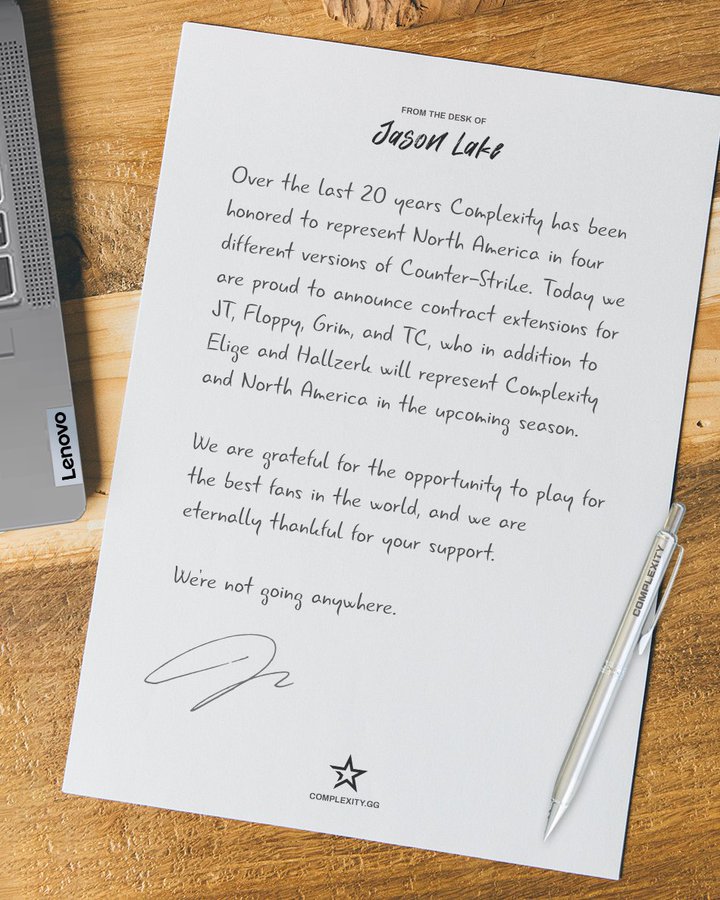 Complexity三雄及教练T.c完成续约工作！_5EPlay - 5EPlay赛凡网