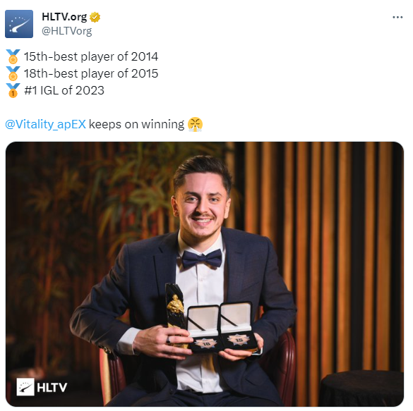 HLTV：14年TOP15，15年TOP18，23年最佳指挥，apEX还能再战_5EPlay - 5EPlay赛凡网