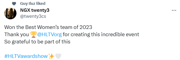 人美枪钢！年度最佳女队Nigma Galaxy成员发推分享喜悦_5EPlay - 5EPlay赛凡网