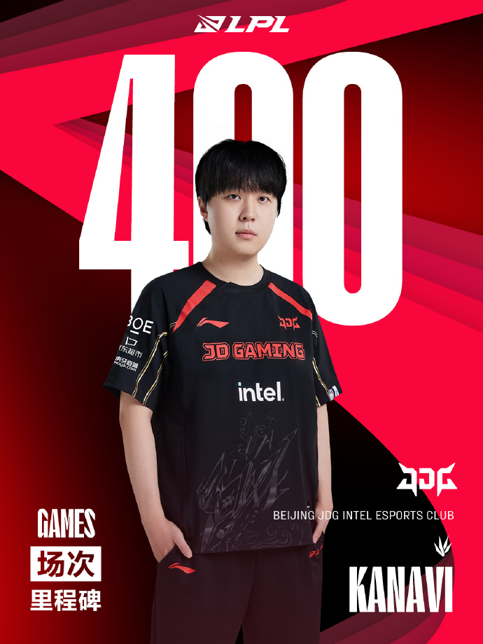 【里程碑】JDG打野选手Kanavi达成LPL出战400场记录_5EPlay - 5EPlay赛凡网