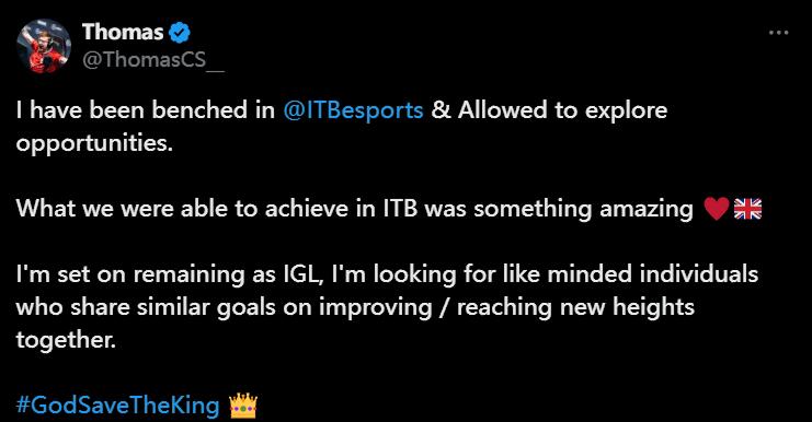 Thomas：已被ITB下放 继续以指挥身份寻求offer_5EPlay - 5EPlay赛凡网