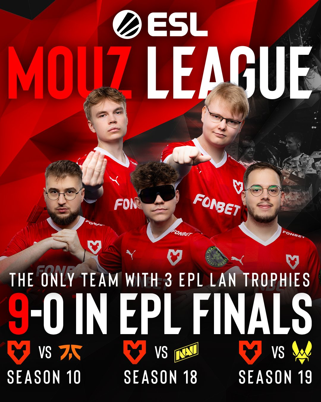 EPL绝对王者！MOUZ保持总决赛不败战绩，3次3-0统治力