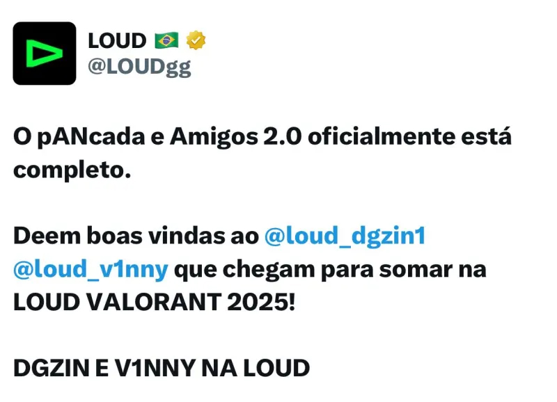 LOUD官宣：DGZIN与V1NNY加盟，2025赛季全新阵容整装待发_5EPlay - 5EPlay赛凡网