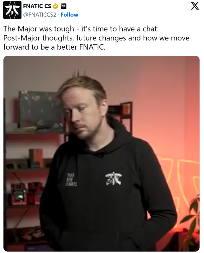 fnatic CEO：变阵不可避免，如今阵容已到尽头_5EPlay - 5EPlay赛凡网