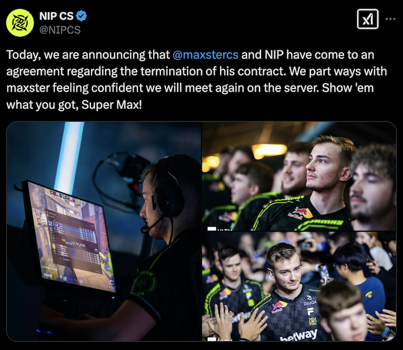 官宣：maxster正式离开NIP_5EPlay - 5EPlay赛凡网