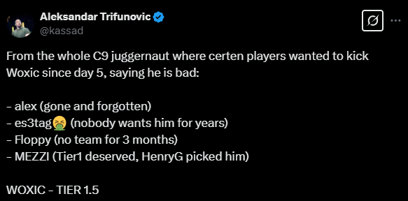 kassad谈C9“巨人计划”成员现状，mezii当之无愧的T1选手_5EPlay - 5EPlay赛凡网