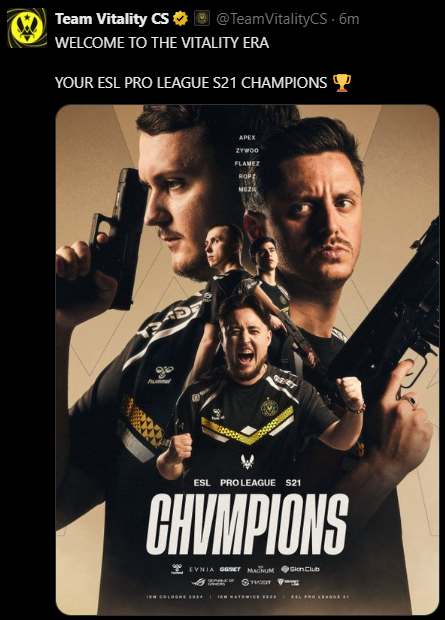 Vitality成功捧杯EPL S21 赛后选手及社区动态一览_5EPlay - 5EPlay赛凡网