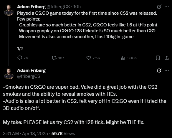 friberg谈CS2与CSGO对比：请尝试将128 tick带回CS2_5EPlay - 5EPlay赛凡网