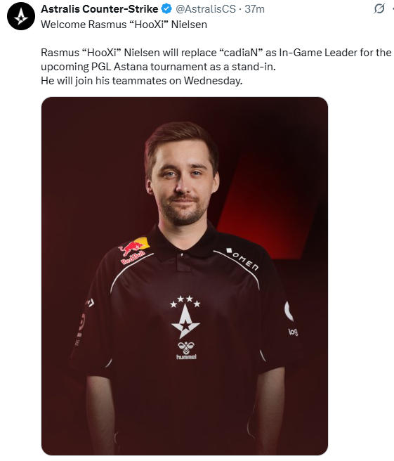 官宣：Astralis下放cadiaN并临时招入HooXi出战PGL阿斯塔纳_5EPlay - 5EPlay赛凡网