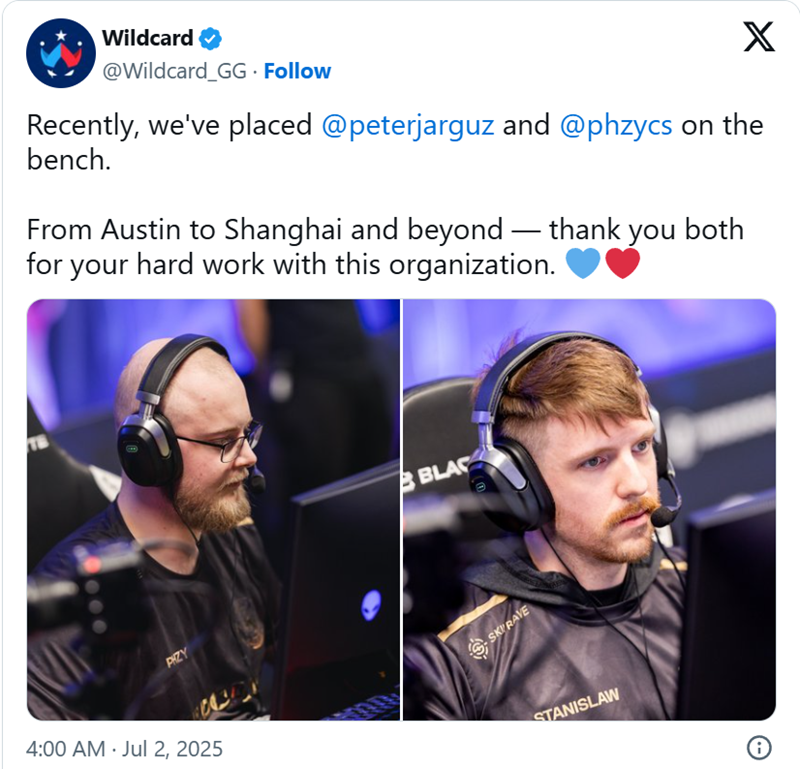 官宣：Wildcard下放phzy及stanislaw_5EPlay - 5EPlay赛凡网