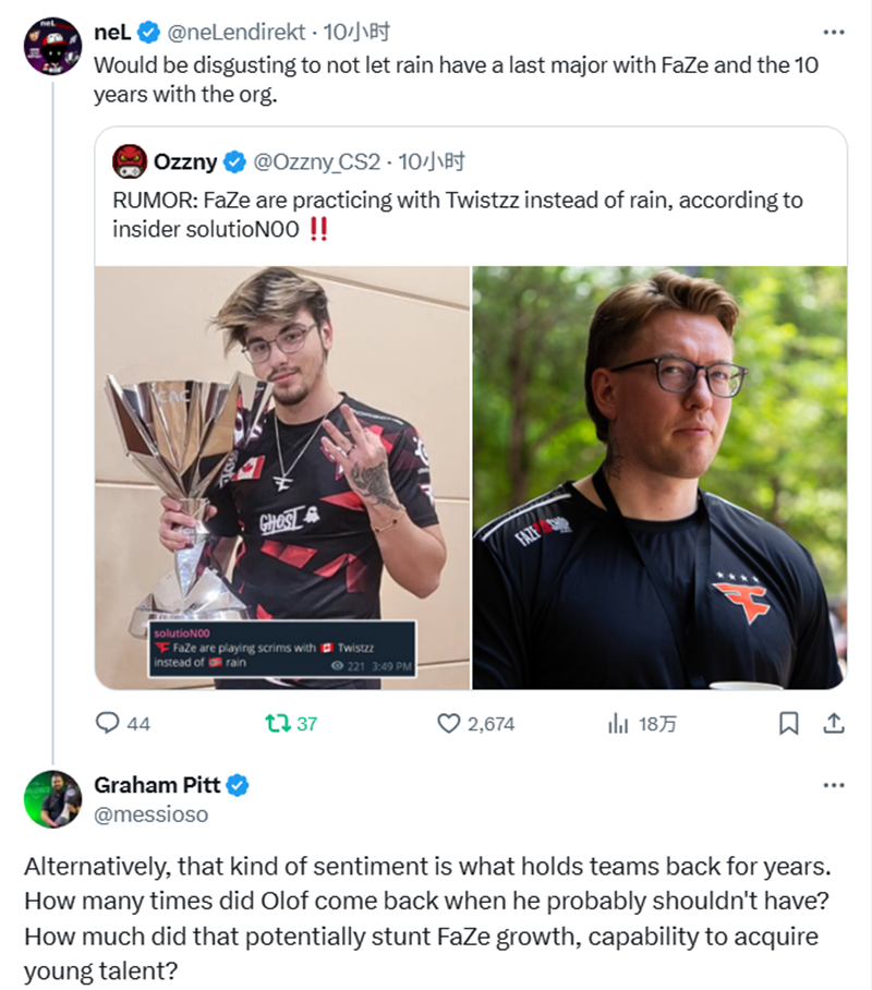 neL：FaZe选择在Major前换rain有点不近人情_5EPlay - 5EPlay赛凡网