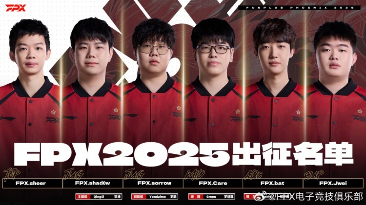 FPX阵容大名单：上单Sheer、打野Shad0w、中单Care_5EPlay - 5EPlay赛凡网